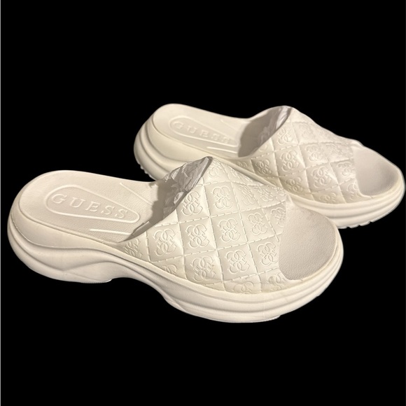 Guess | Shoes | Guess Quilted White Slide Sandals | Poshmark